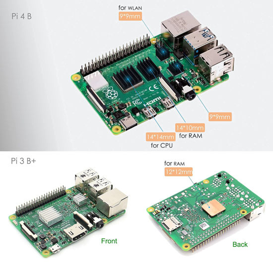 GetUSCart- 100 Pcs Raspberry Pi 4 Heatsink, MazerPi Raspberry Pi Heatsink Set Aluminum Heatsink ...