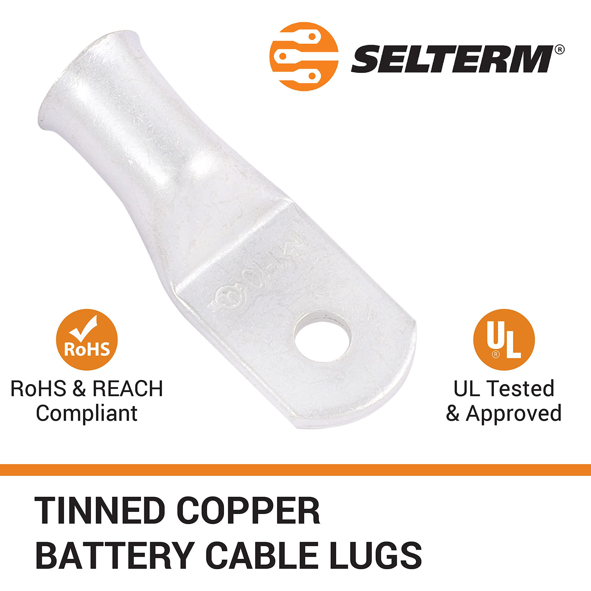 GetUSCart- SELTERM 10pcs 1 AWG-#10 Stud Tinned Copper Wire Lugs, Heavy Duty Battery Cable Ends,1 ...