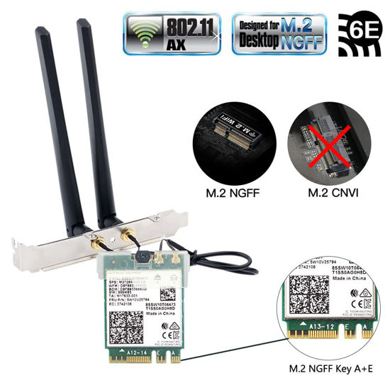 GetUSCart- AX210 WiFi 6E Card M.2 NGFF Mini Desktop kit Adapter Newest 6GHz BT5.2 Wireless 802 ...