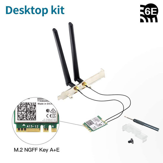 GetUSCart- AX210 WiFi 6E Card M.2 NGFF Mini Desktop kit Adapter Newest 6GHz BT5.2 Wireless 802 ...