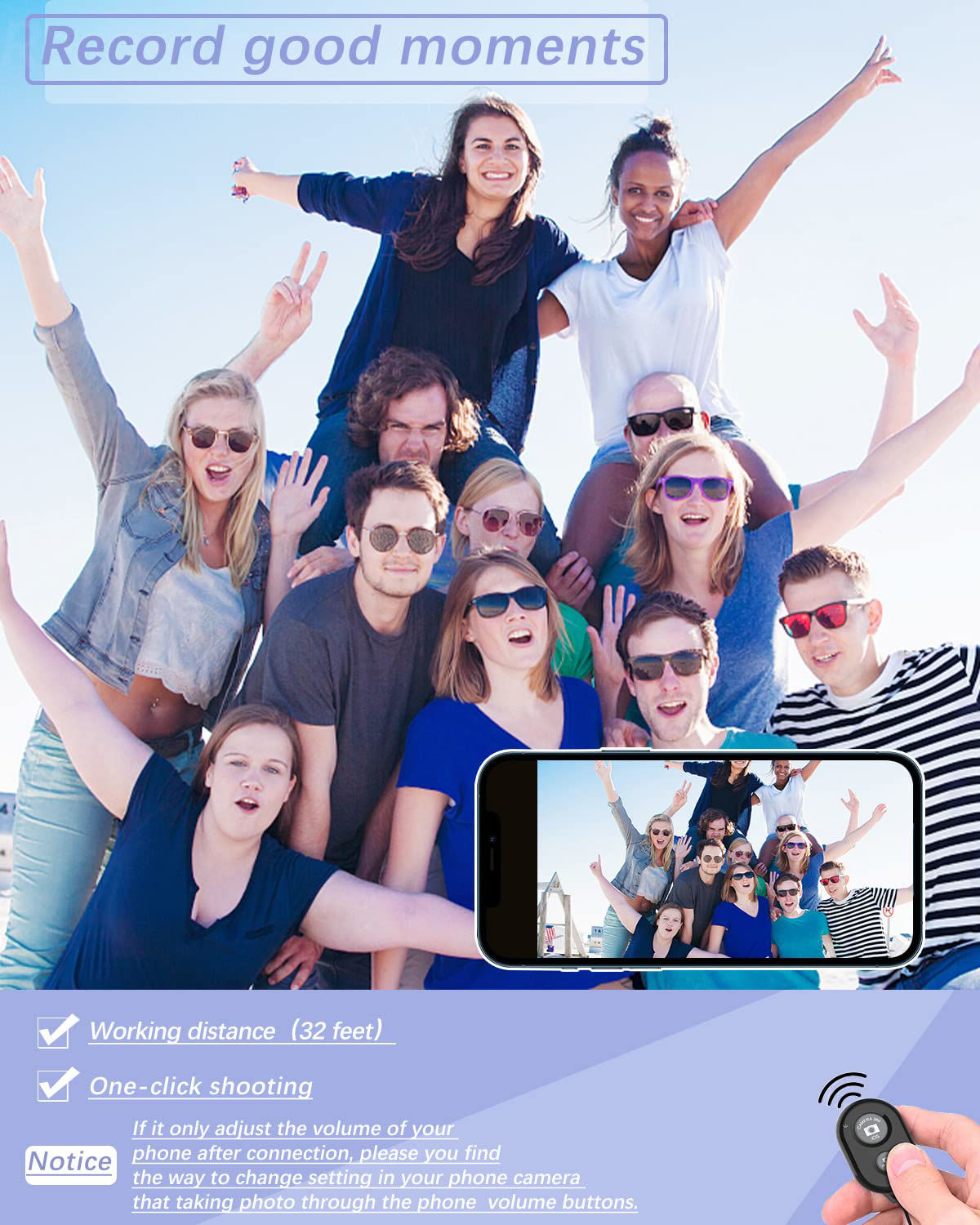 GetUSCart- Remote Shutter for iPhone Camera, Bluetooth Remote for ...