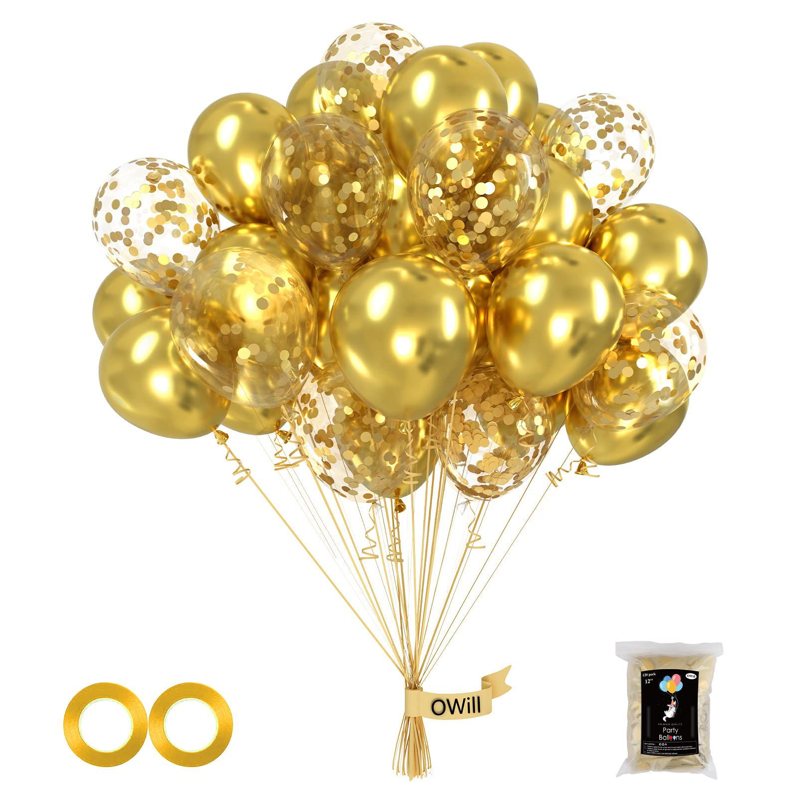 GetUSCart- OWill 100pcs Balloons Glitter Metallic Gold Confetti 12 ...