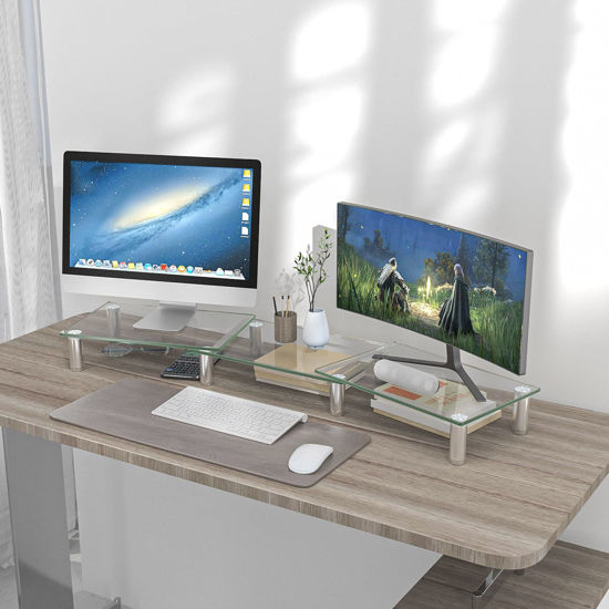 GetUSCart- Hemudu Dual Monitor Stand -Adjustable Length and Angle Dual ...