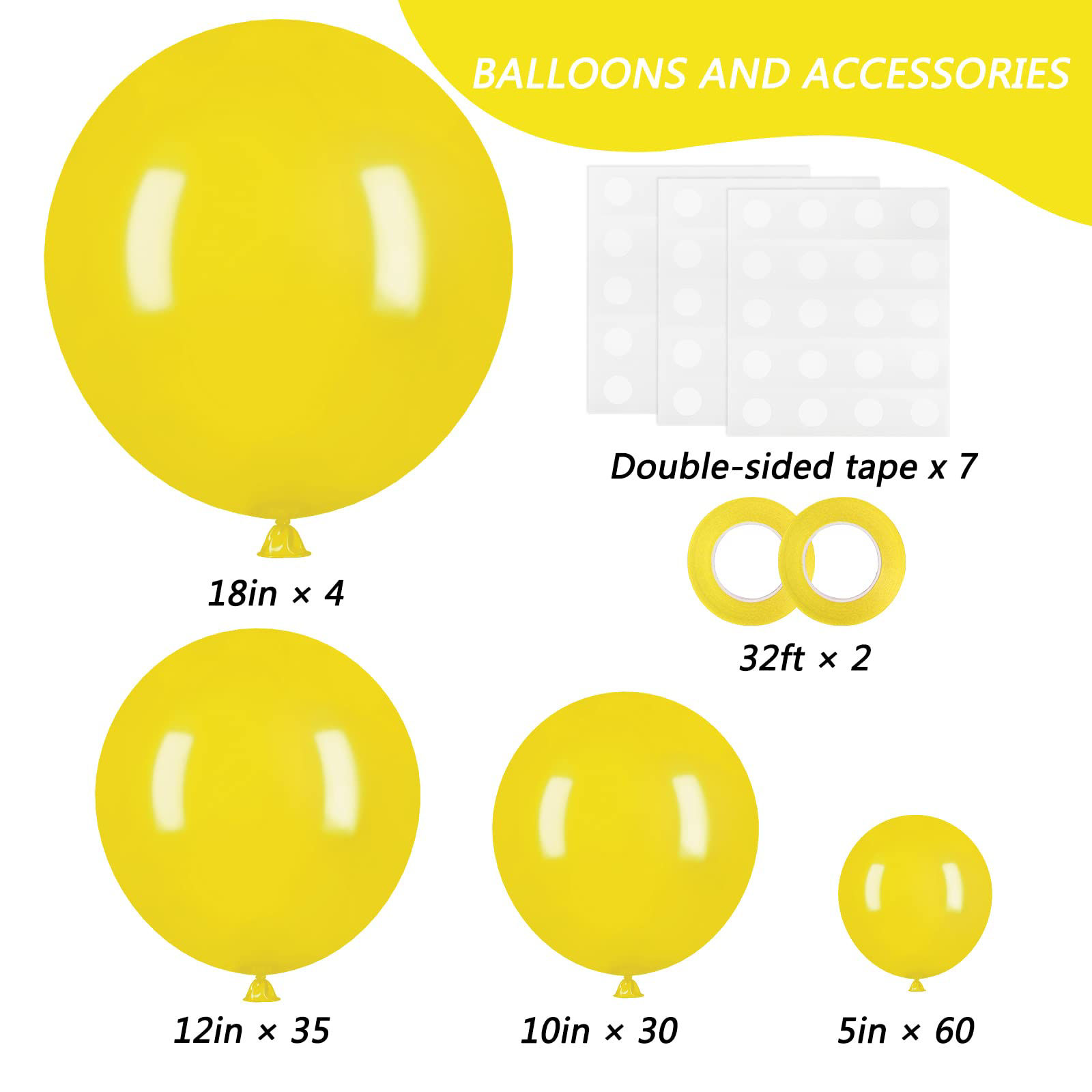 GetUSCart- RUBFAC 129pcs Yellow Balloons Different Sizes 18 12 10 5 ...