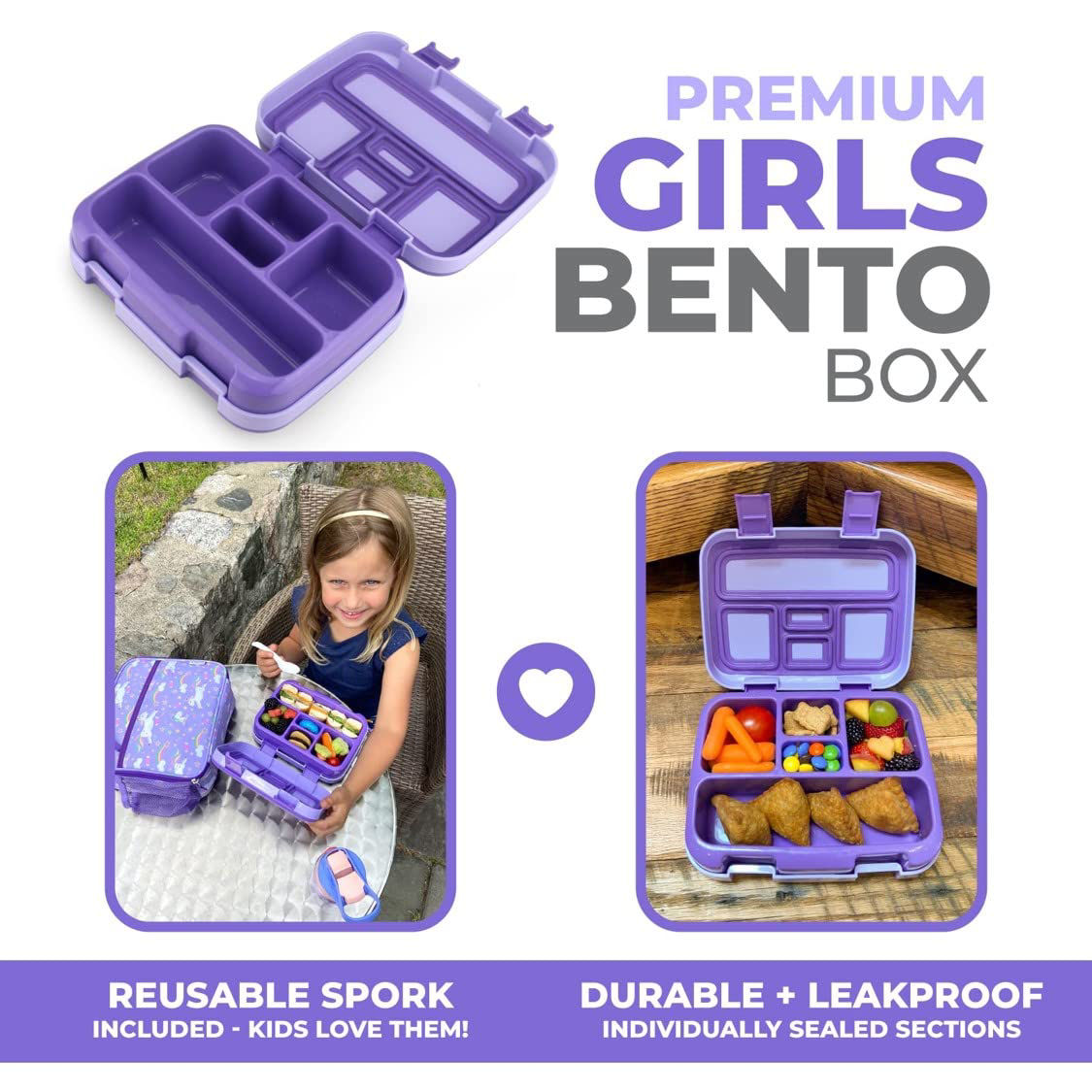 GetUSCart- Bento Box Lunch Boxes for Toddlers Kids Girls, 5 Portion ...