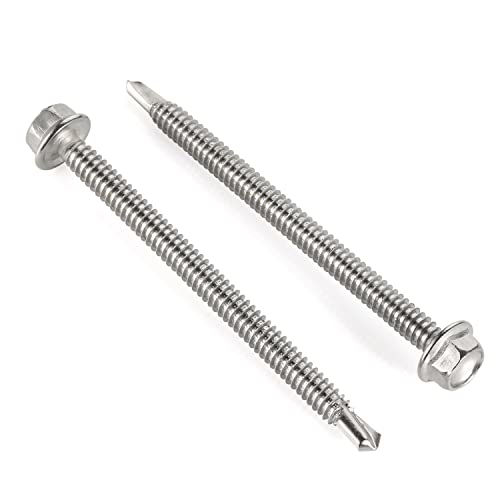 GetUSCart- #14 x 1-3/4" Hex Washer Head Self Drilling Screws, Self Tapping Sheet Metal Tek ...