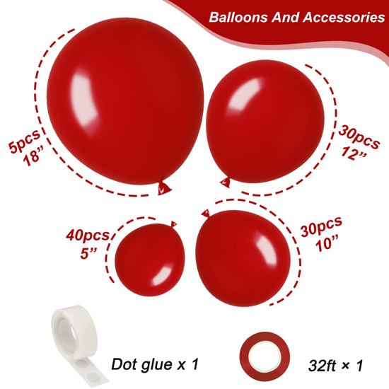GetUSCart- RUBFAC Ruby Red Balloons Different Sizes 105pcs 5/10/12/18 ...