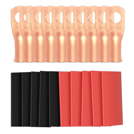 GetUSCart- 10pcs 8 Awg - 1/4" (M6) Sanuke Wire Lugs Ring Terminal Connectors Ends Heavy Duty for ...