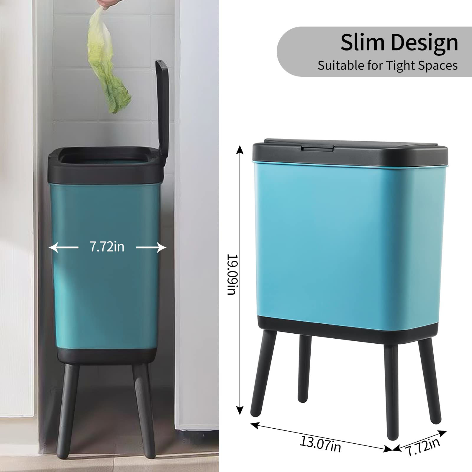 GetUSCart- Procade Trash Can with Lid, Plastic Garbage Can with Push ...