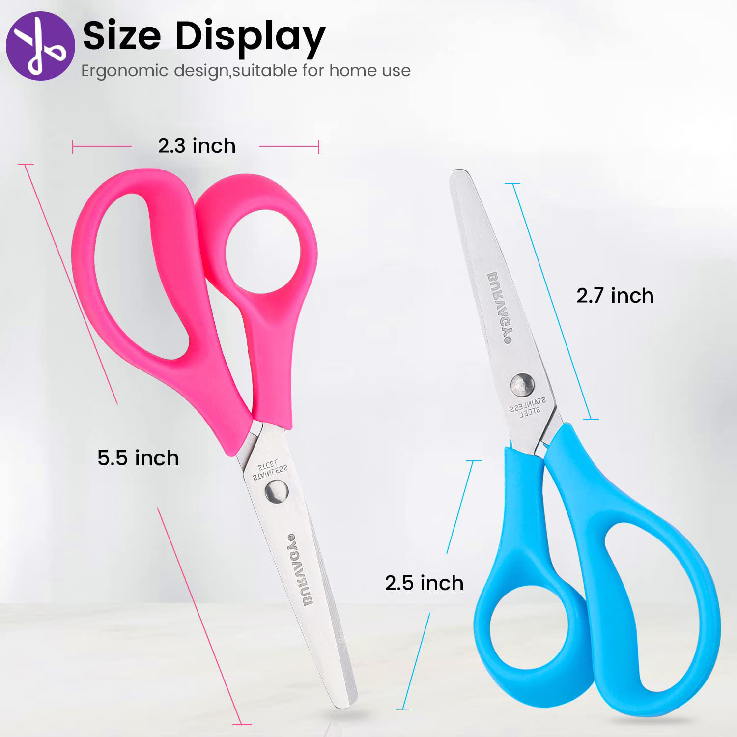 GetUSCart- Kids Scissors 6-Pack, Scissors for School, Safety Scissors ...