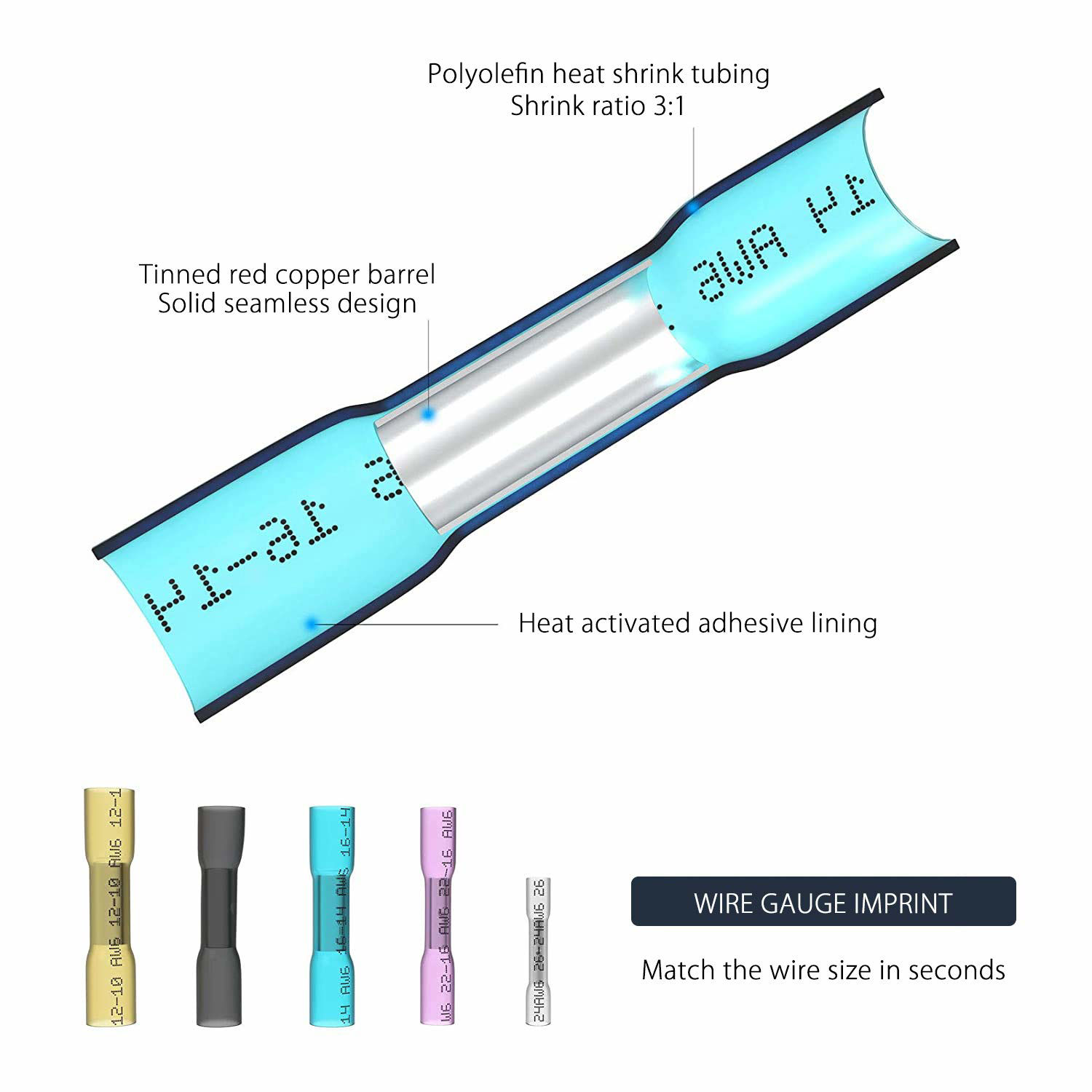 GetUSCart- Heat Shrink Butt Connectors, 245Pcs Insulated Waterproof ...