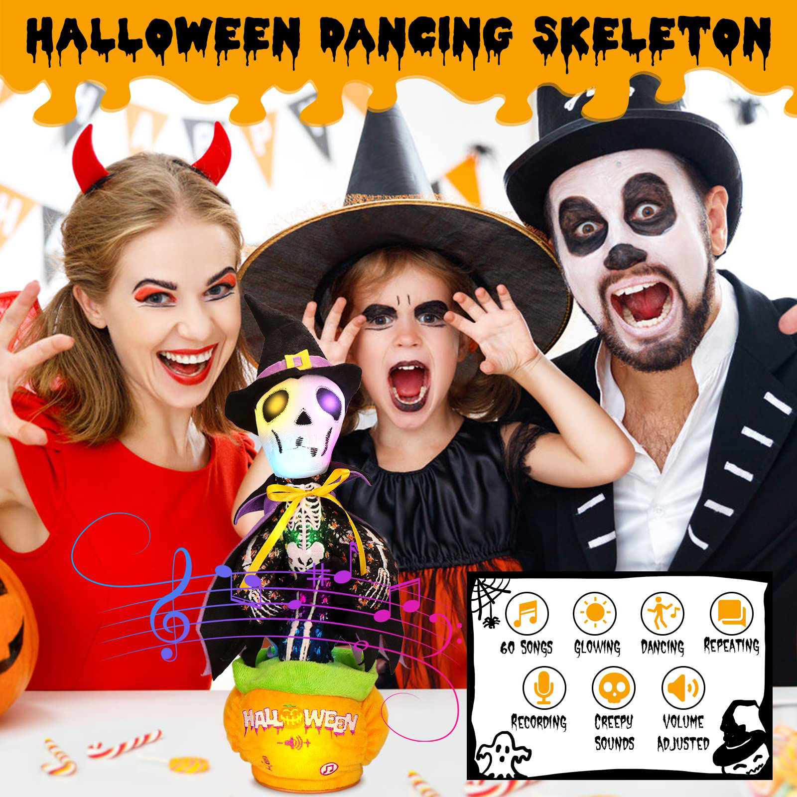 GetUSCart- Emoin Halloween Skeleton Dancing Cactus Mimicking Toy ...