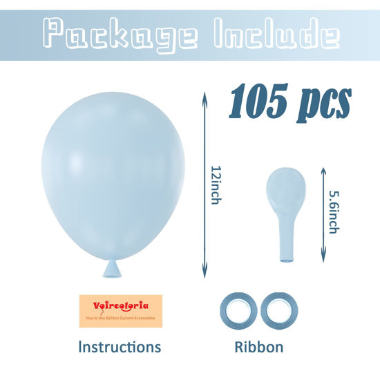 GetUSCart- Voircoloria 105pcs Baby Blue Balloons 12inch Light Blue ...