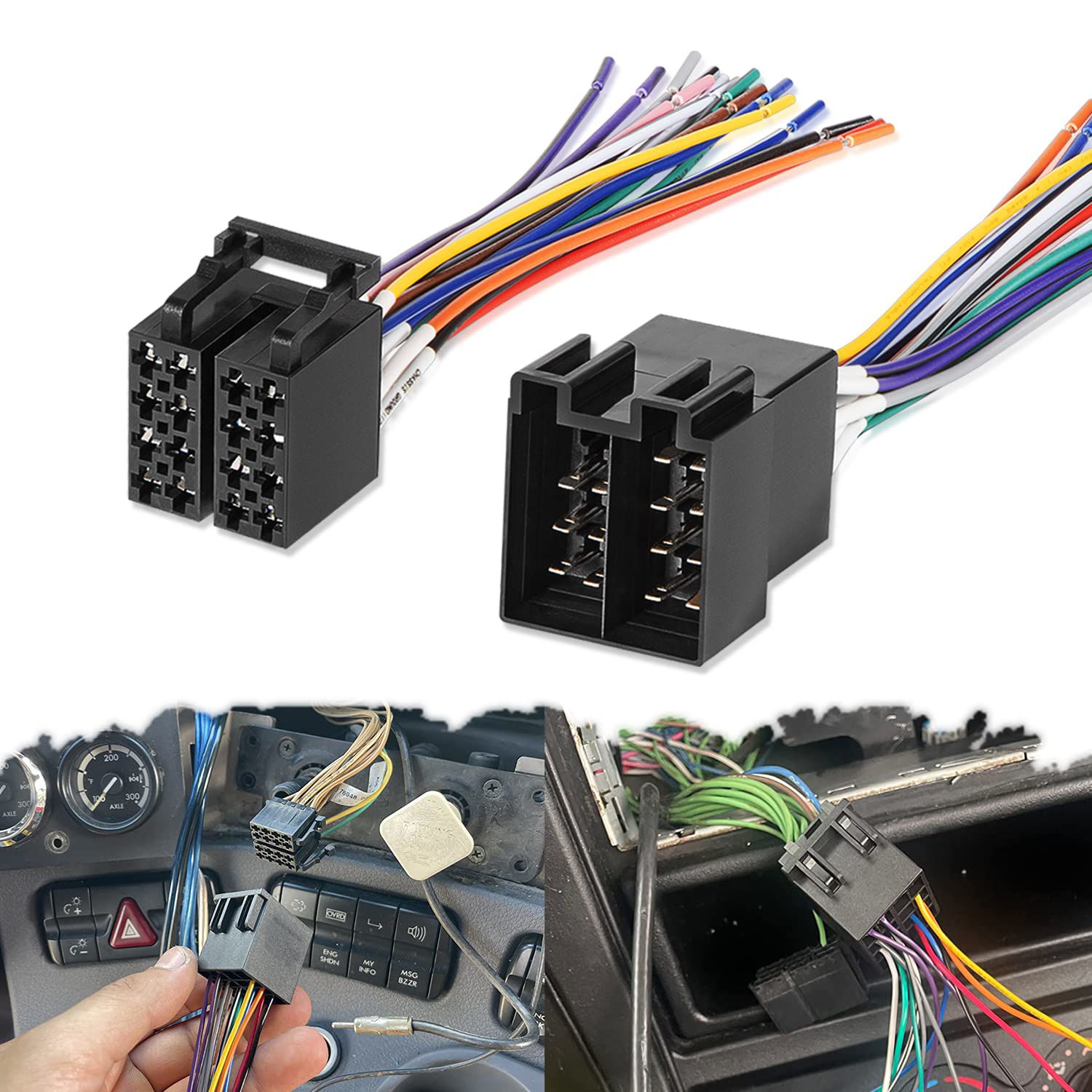 GetUSCart- 16 Pin ISO Radio Wire Harness Adapter (Pair, Male & Female ...