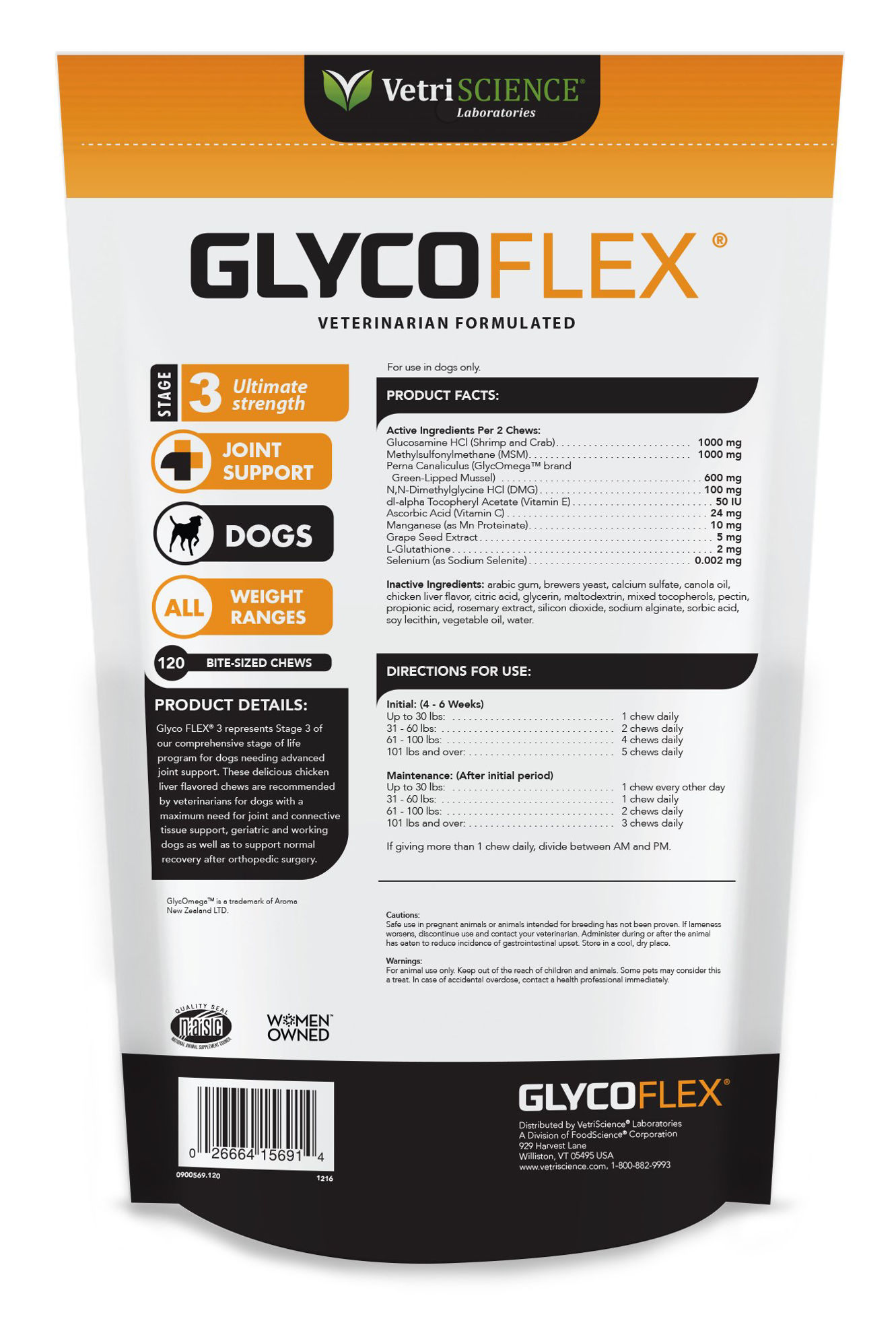 GetUSCart- VETRISCIENCE Glycoflex 3 Clinically Proven Hip and Joint ...
