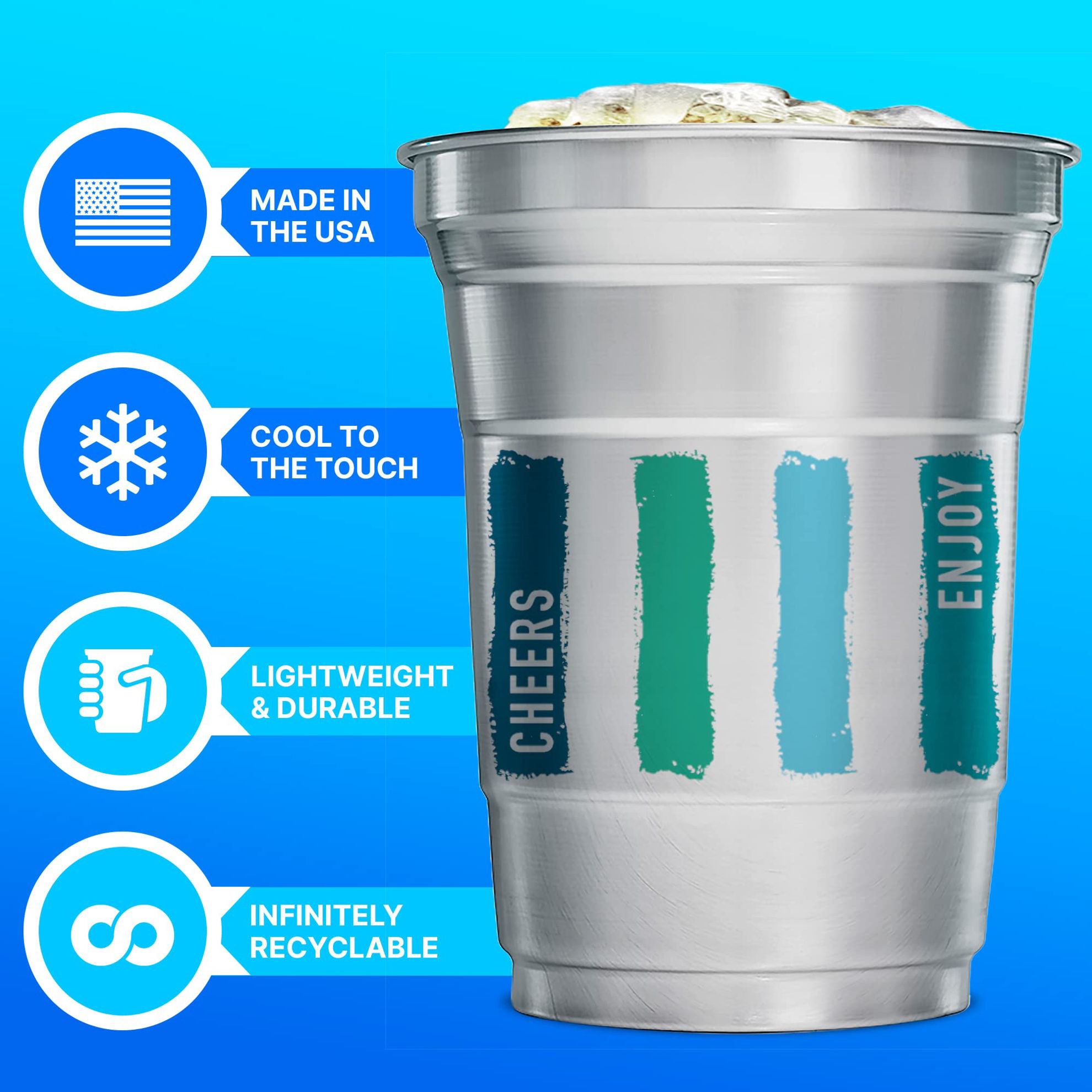 GetUSCart- Ball Aluminum Cup Recyclable Party Cups, 16 oz. Cup, 30 Cups ...