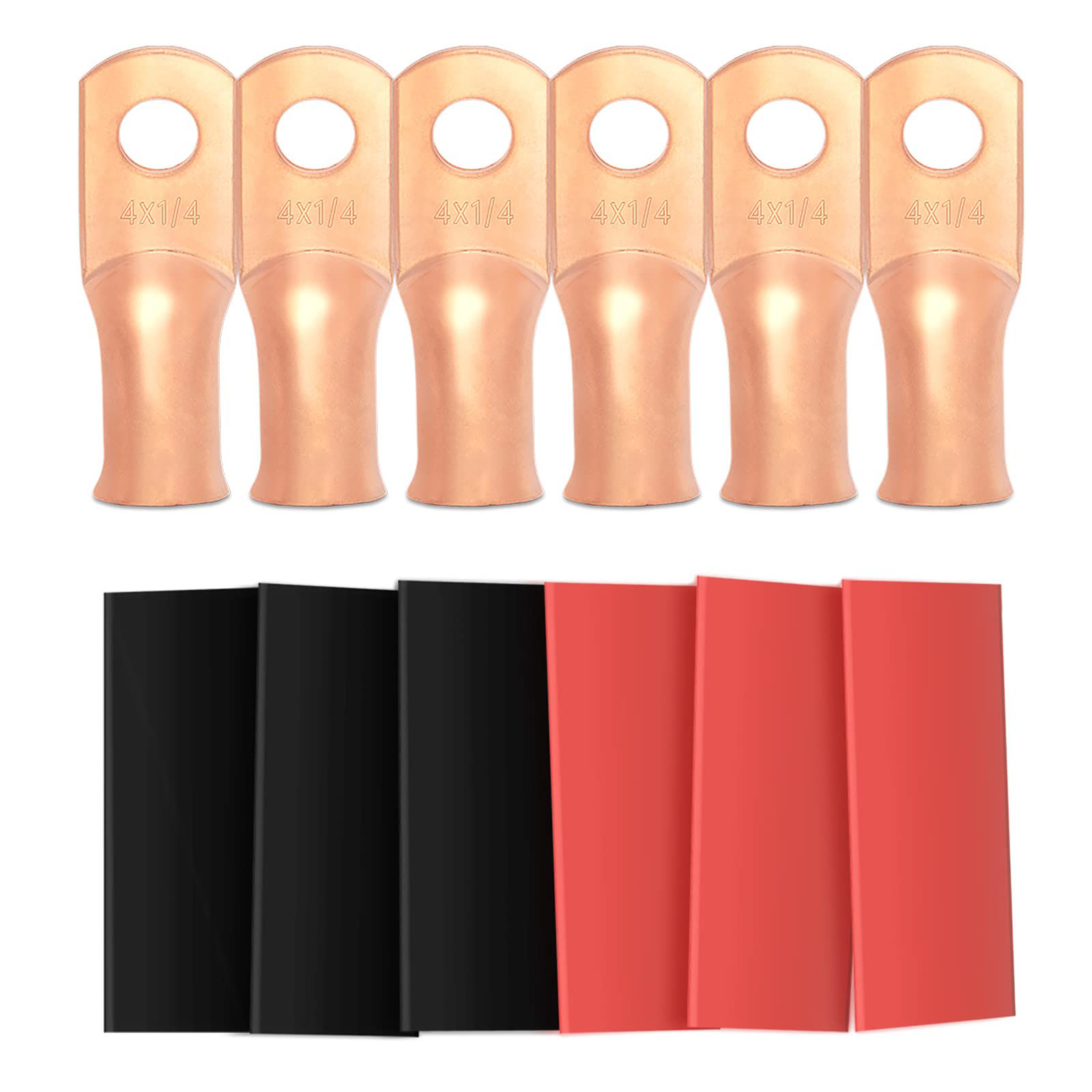 GetUSCart- 6pcs 4 Awg - 1/4" (M6) Sanuke Wire Lugs Ring Terminal ...