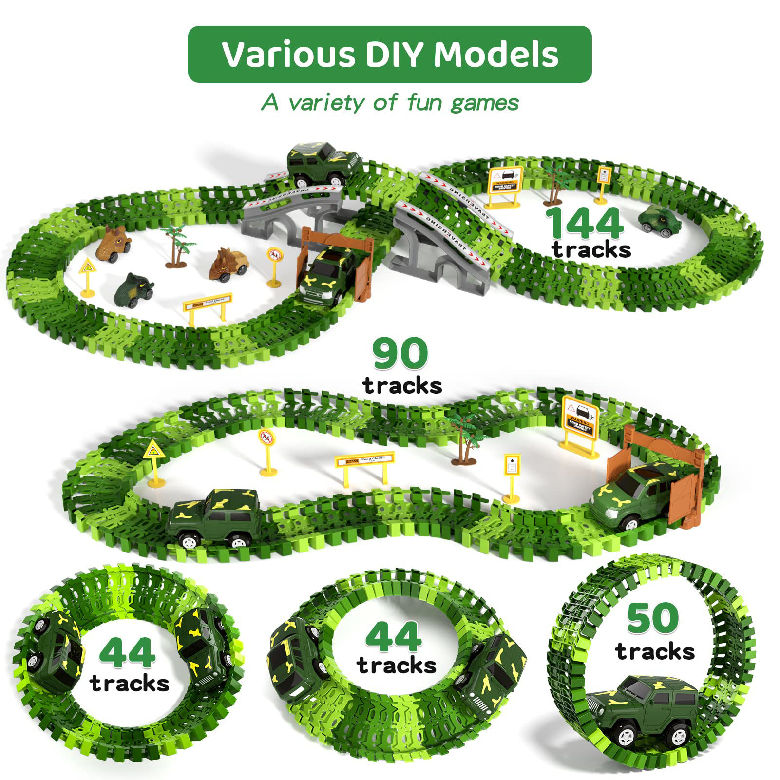 GetUSCart- iHaHa Dinosaur Toys Race Car Track, Dinosaur Race Track for ...