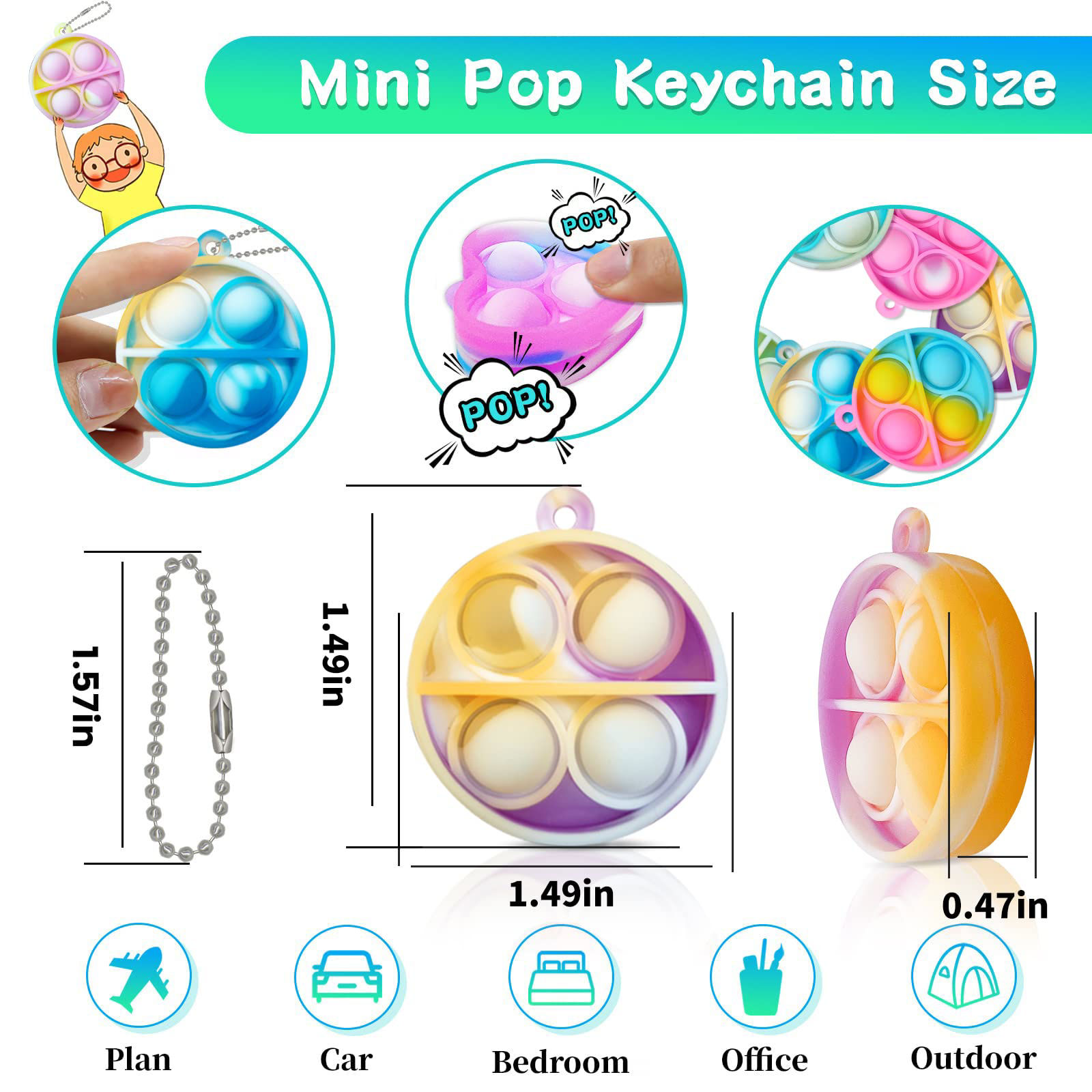 GetUSCart- ONKULL® Pop Fidget Keychain It Mini Fidget Toys Bulk 30 Pack Party Favors for Kids 4 ...