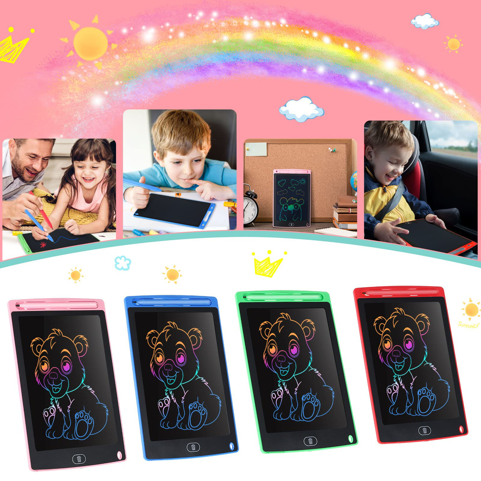 GetUSCart- 4 Pcs LCD Writing Tablet Doodle Board Electronic Toy 8.5 ...