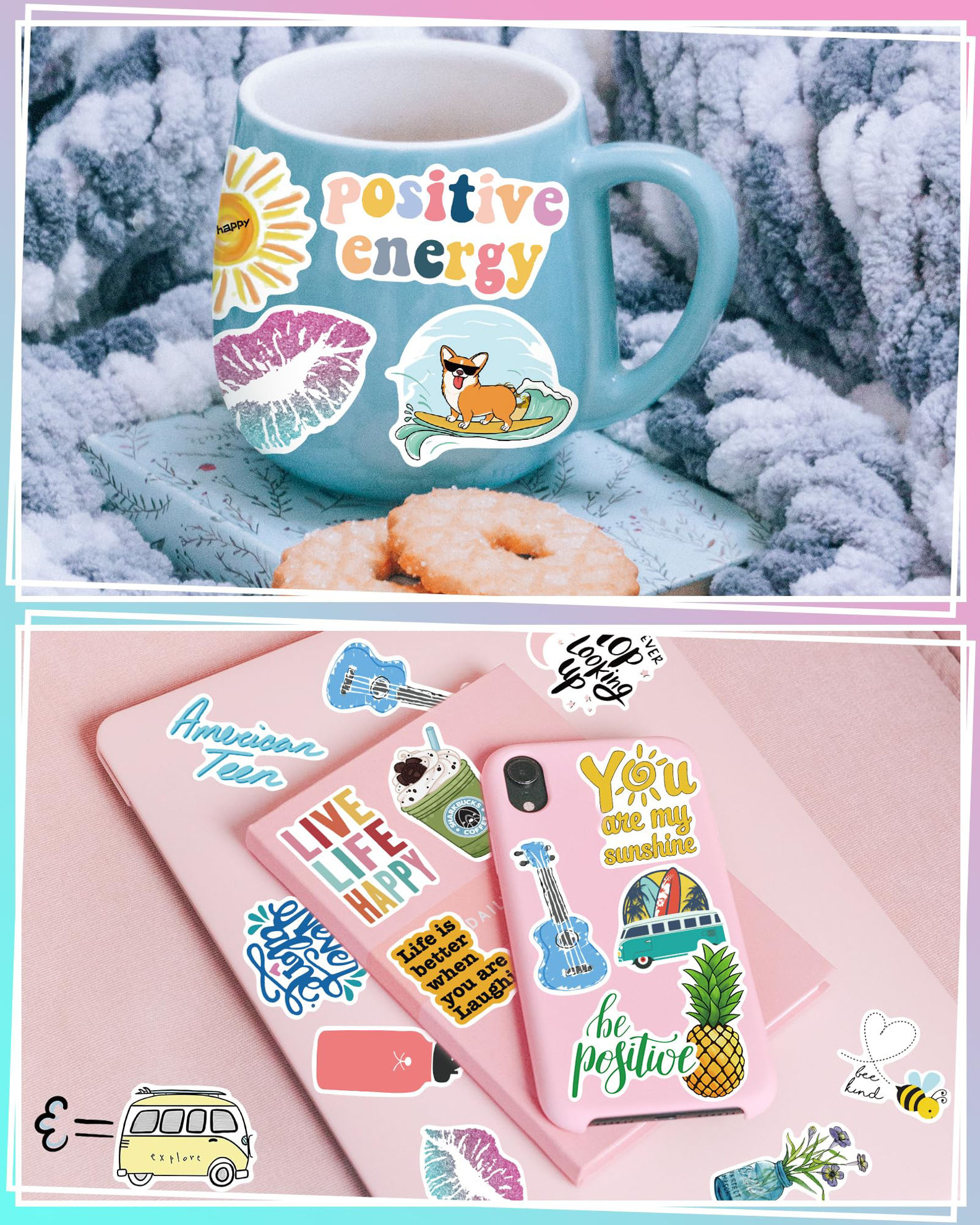 GetUSCart- Bekayshad Stickers for Water Bottles, 100 Pack/PCS Cute Vsco ...