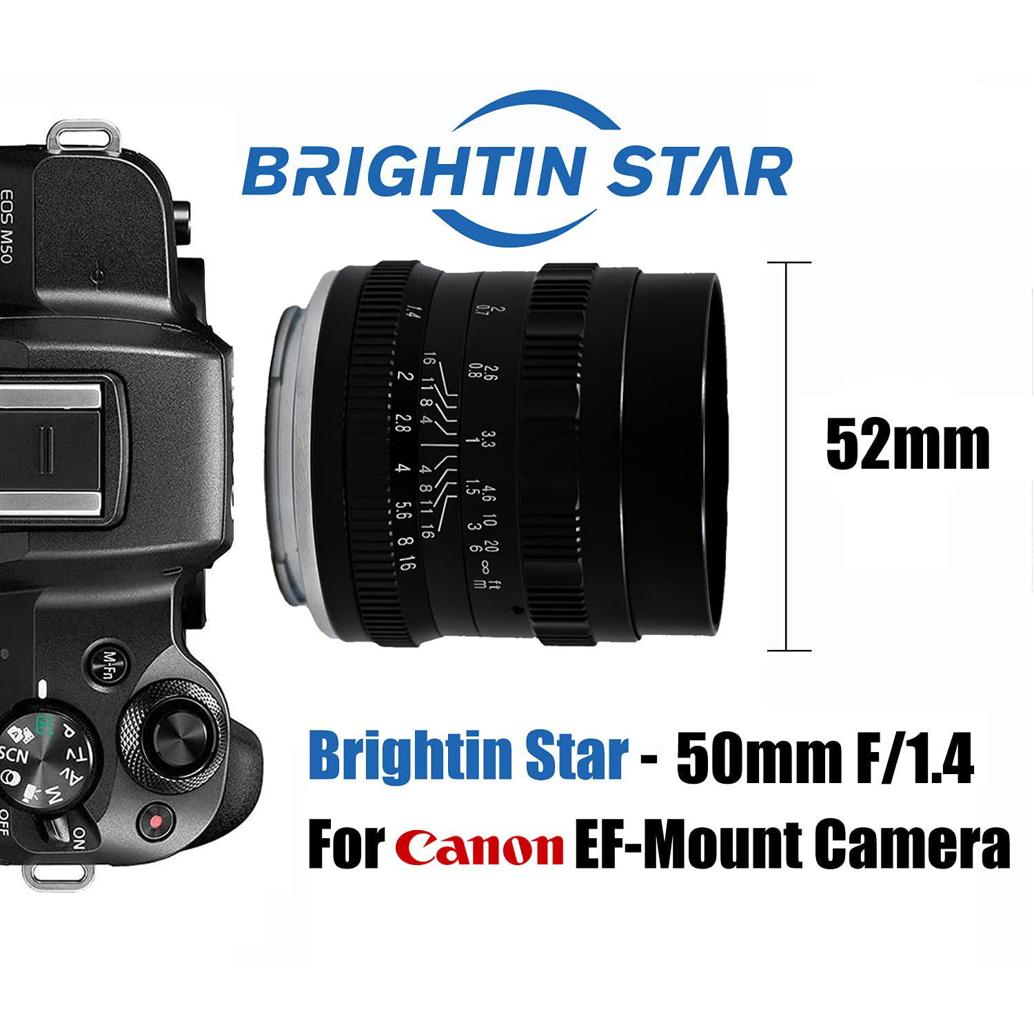 GetUSCart- Brightin Star 50mm F1.4 Big Aperture APS-C Manual Focus ...