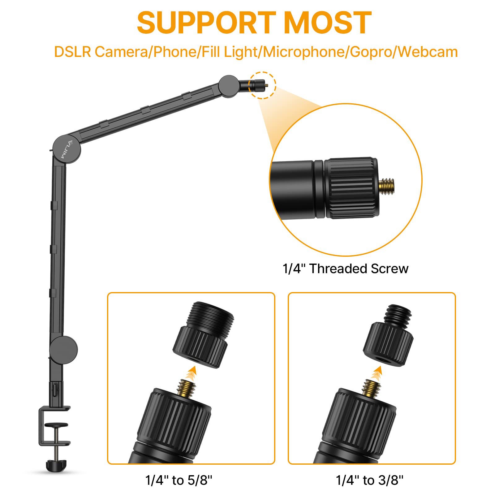 GetUSCart- PICTRON VIJIM LS25 Camera Desk Mount, Flexible Overhead ...