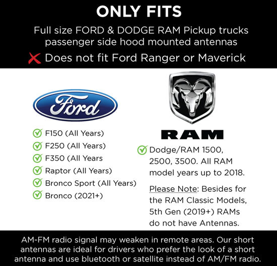 GetUSCart- EcoAuto Bullet Antenna Replacement for Dodge Ram & Ford F150 ...