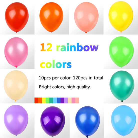 GetUSCart- RUBFAC 120 Balloons Assorted Color 12 Inches Rainbow Latex ...