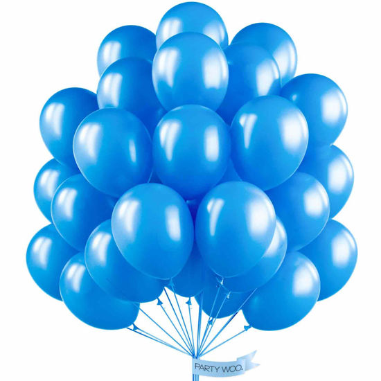 GetUSCart- PartyWoo Blue Balloons, 50 pcs 12 Inch Pearl Azure Blue Balloons, Latex Balloons for ...