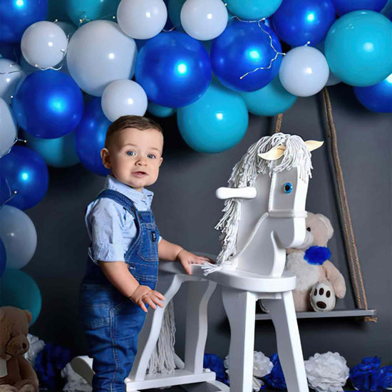 GetUSCart- PartyWoo Blue Balloons, 50 pcs 12 Inch Pearl Azure Blue Balloons, Latex Balloons for ...