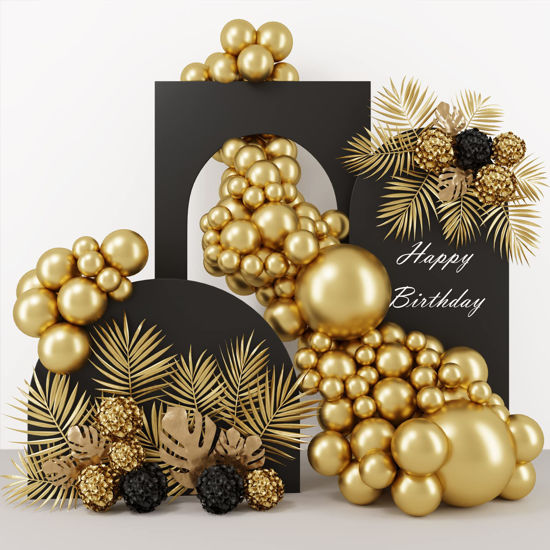 GetUSCart- RUBFAC 87pcs Gold Balloons Latex Balloons Different Sizes 18 ...