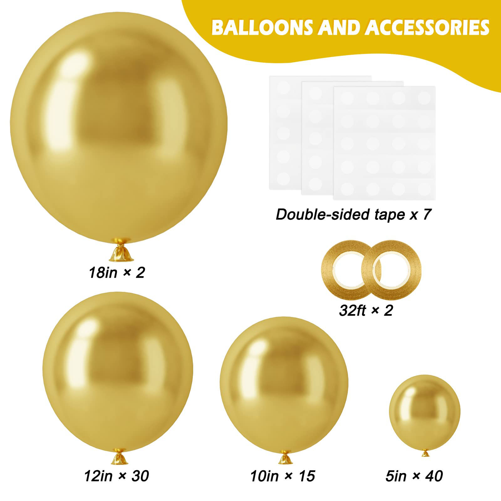GetUSCart- RUBFAC 87pcs Gold Balloons Latex Balloons Different Sizes 18 ...