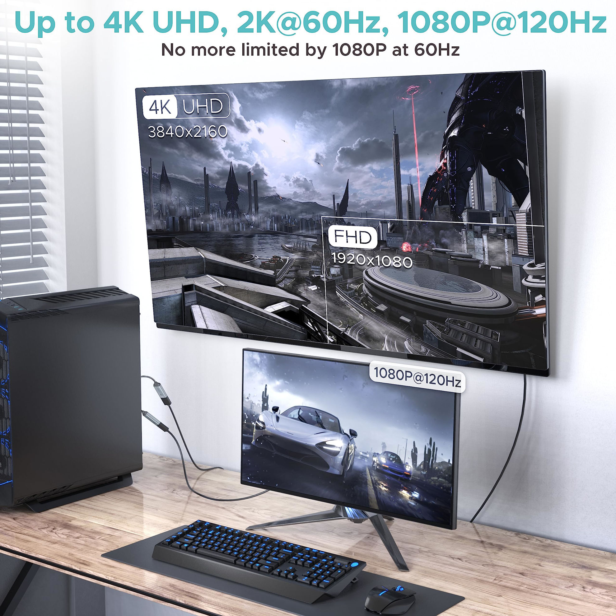 GetUSCart- Warrky 4K DisplayPort to HDMI Adapter Cable, (2K 60Hz, 1080p ...