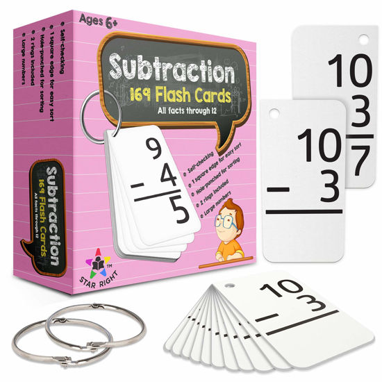 GetUSCart- Star Right Subtraction Flashcards with 2 Metal Binder Rings ...