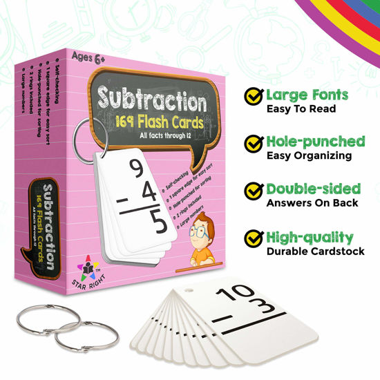 GetUSCart- Star Right Subtraction Flashcards with 2 Metal Binder Rings ...