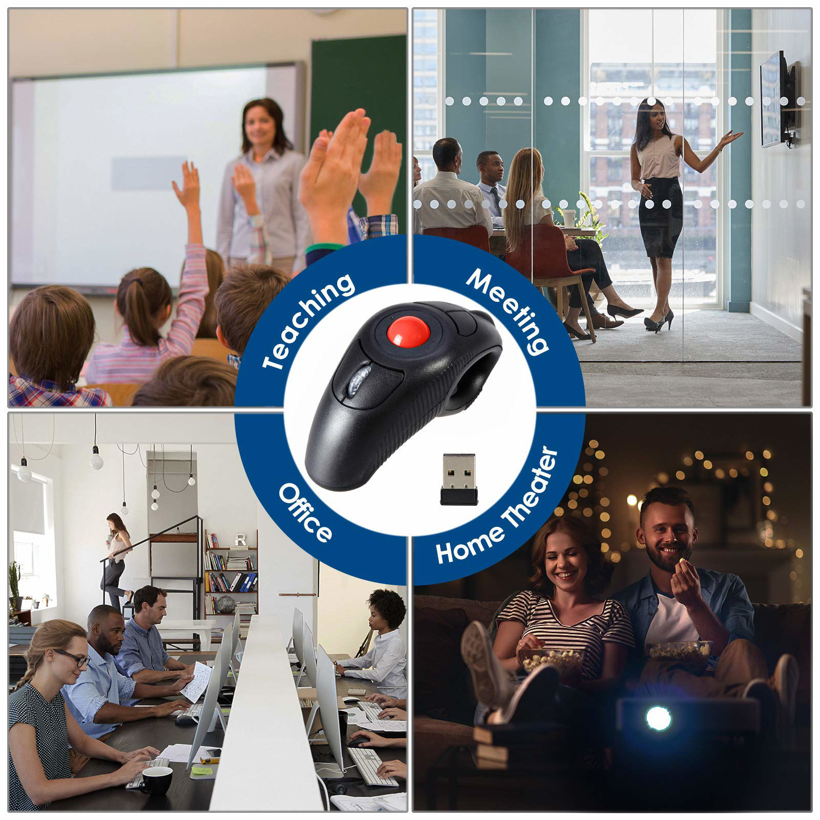 GetUSCart- EIGIIS 2.4G Ergonomic Trackball Finger Handheld USB Wireless ...