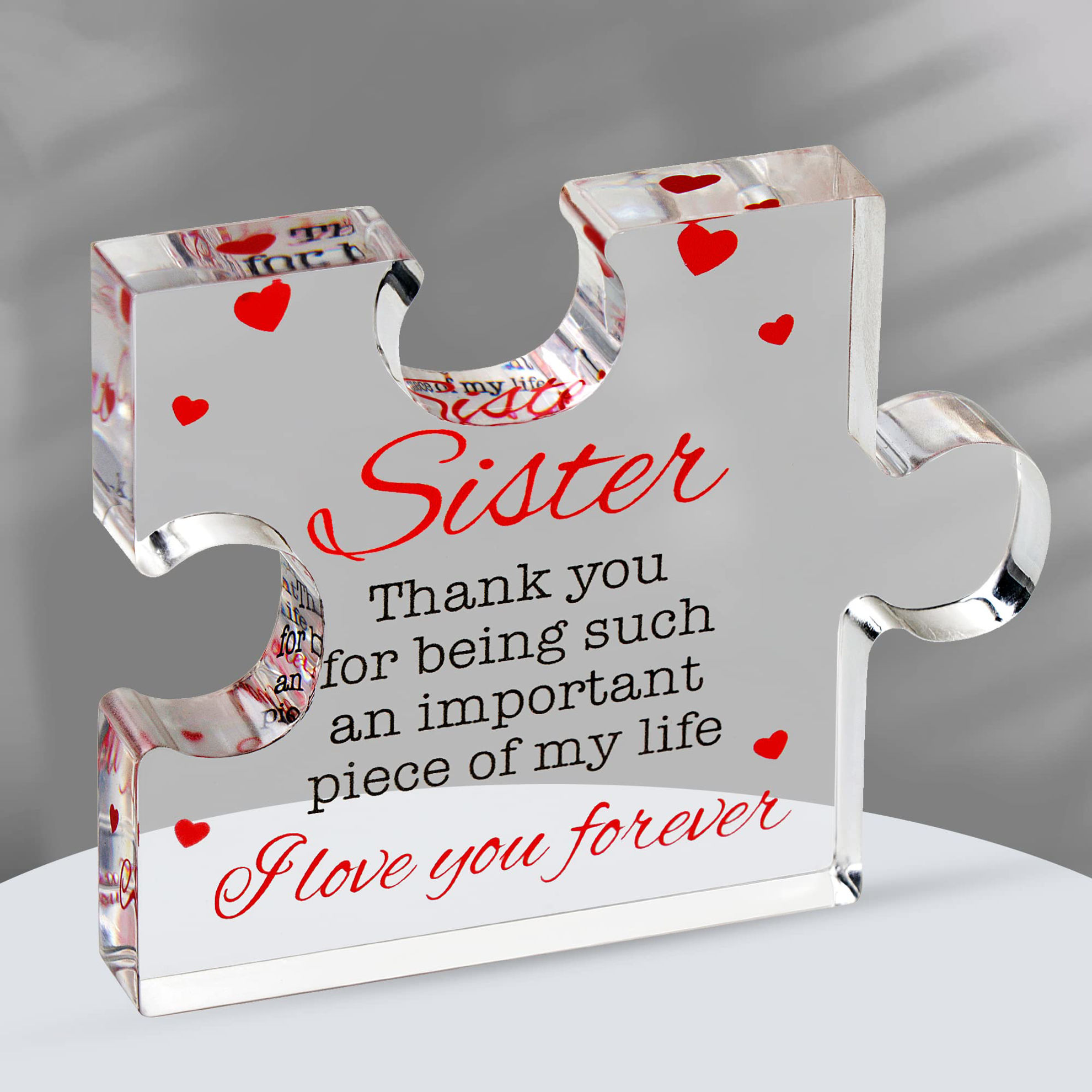 GetUSCart- Birthday Gifts for Sister - Engraved Acrylic Block Puzzle Sister Present - Cute ...