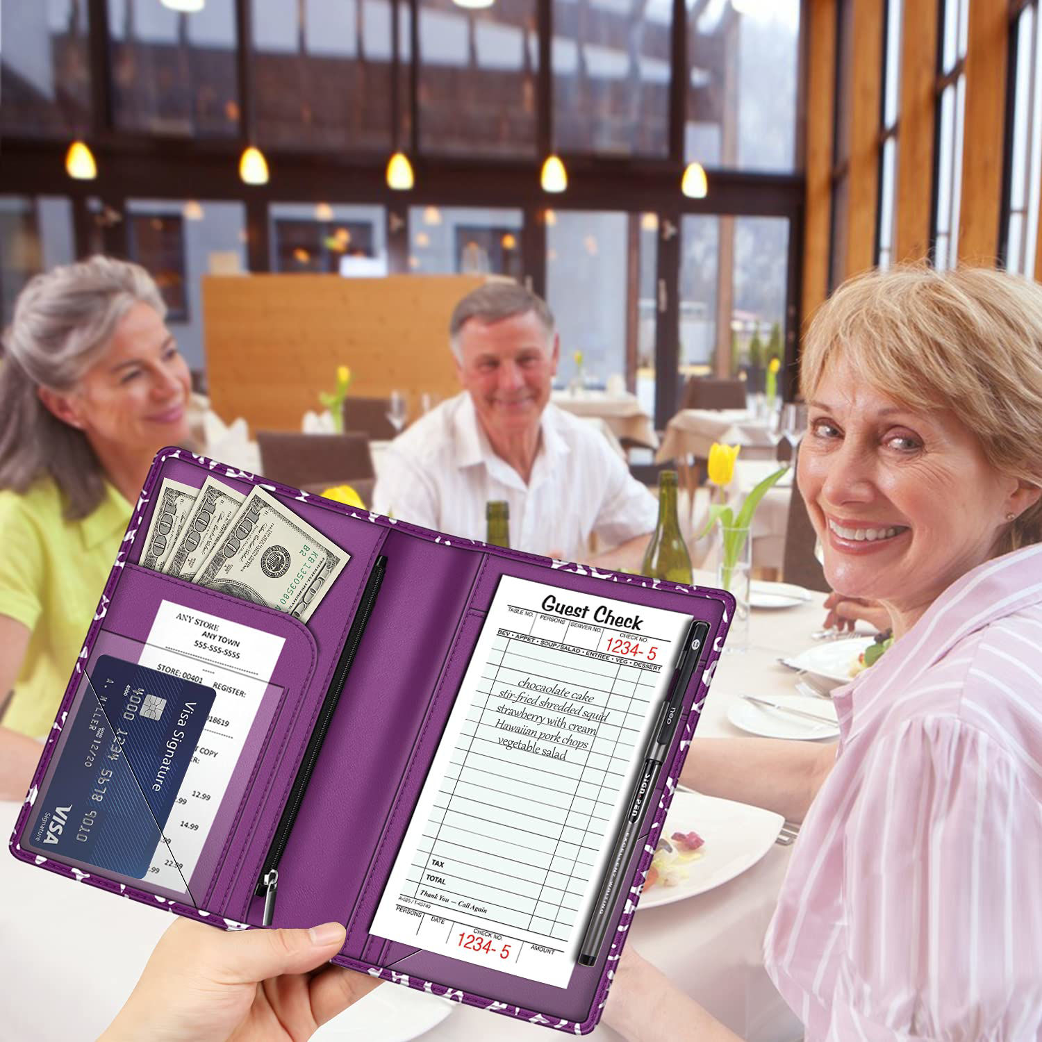 GetUSCart- Server Book Organizer with Zipper Pocket, Fintie PU Leather ...