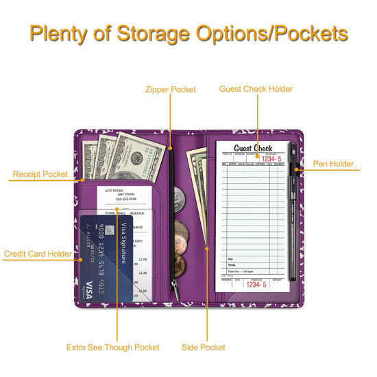 GetUSCart- Server Book Organizer with Zipper Pocket, Fintie PU Leather ...