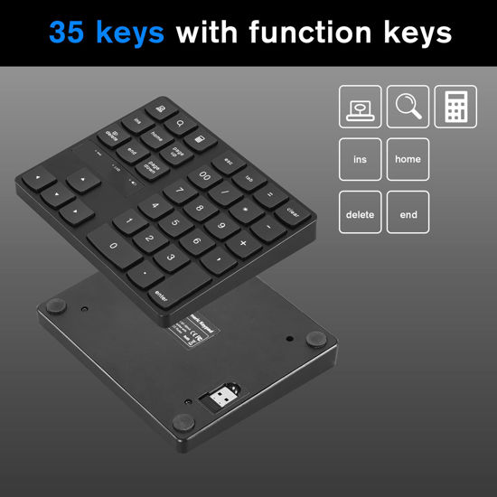 GetUSCart- RaceGT Wireless Number Pad, Numeric Keypad Ultra-Silent ...