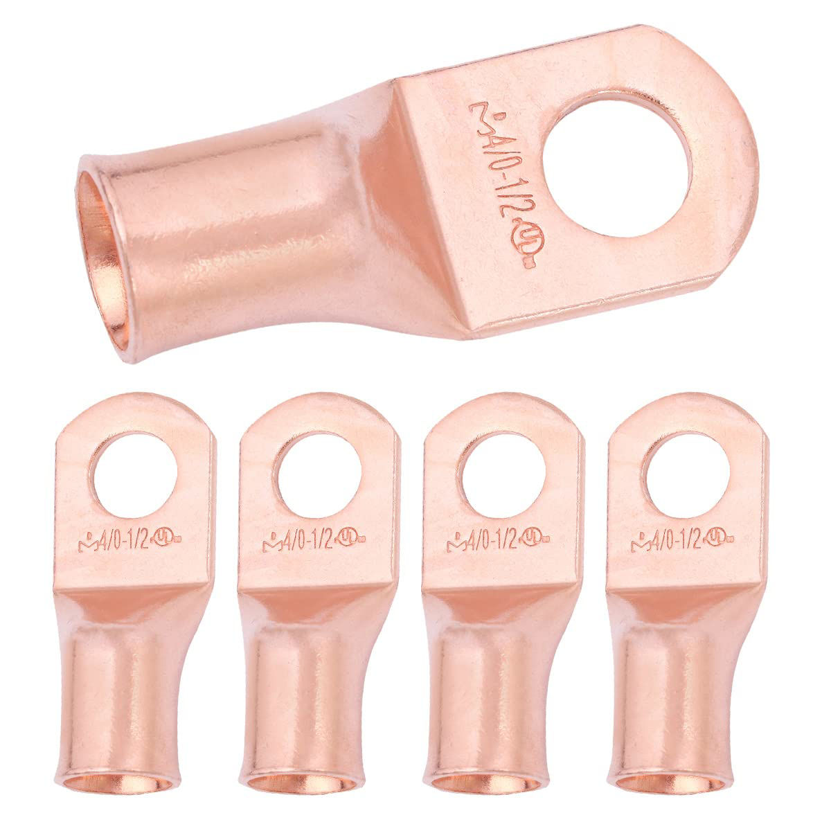 GetUSCart- SELTERM 5pcs 4/0 AWG 1/2" Stud Copper Wire Lugs, Battery Lugs, Ring Terminals ...