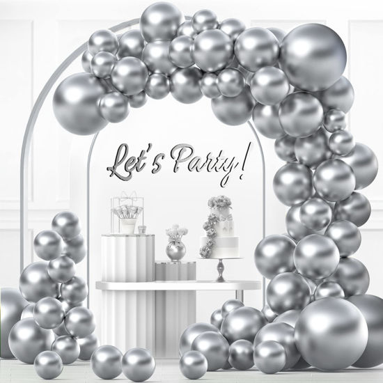 GetUSCart- Silver Balloon Metallic Silver Balloons Different Sizes ...