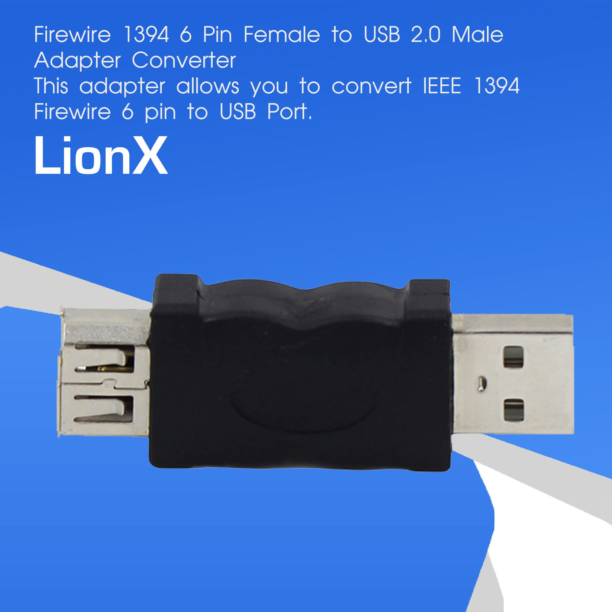 GetUSCart- LIONX Firewire IEEE 1394 6 Pin Female F to USB M Male ...