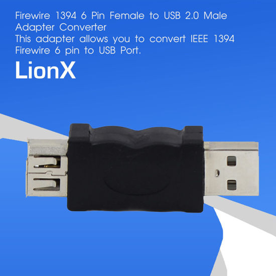 GetUSCart- LIONX Firewire IEEE 1394 6 Pin Female F to USB M Male ...