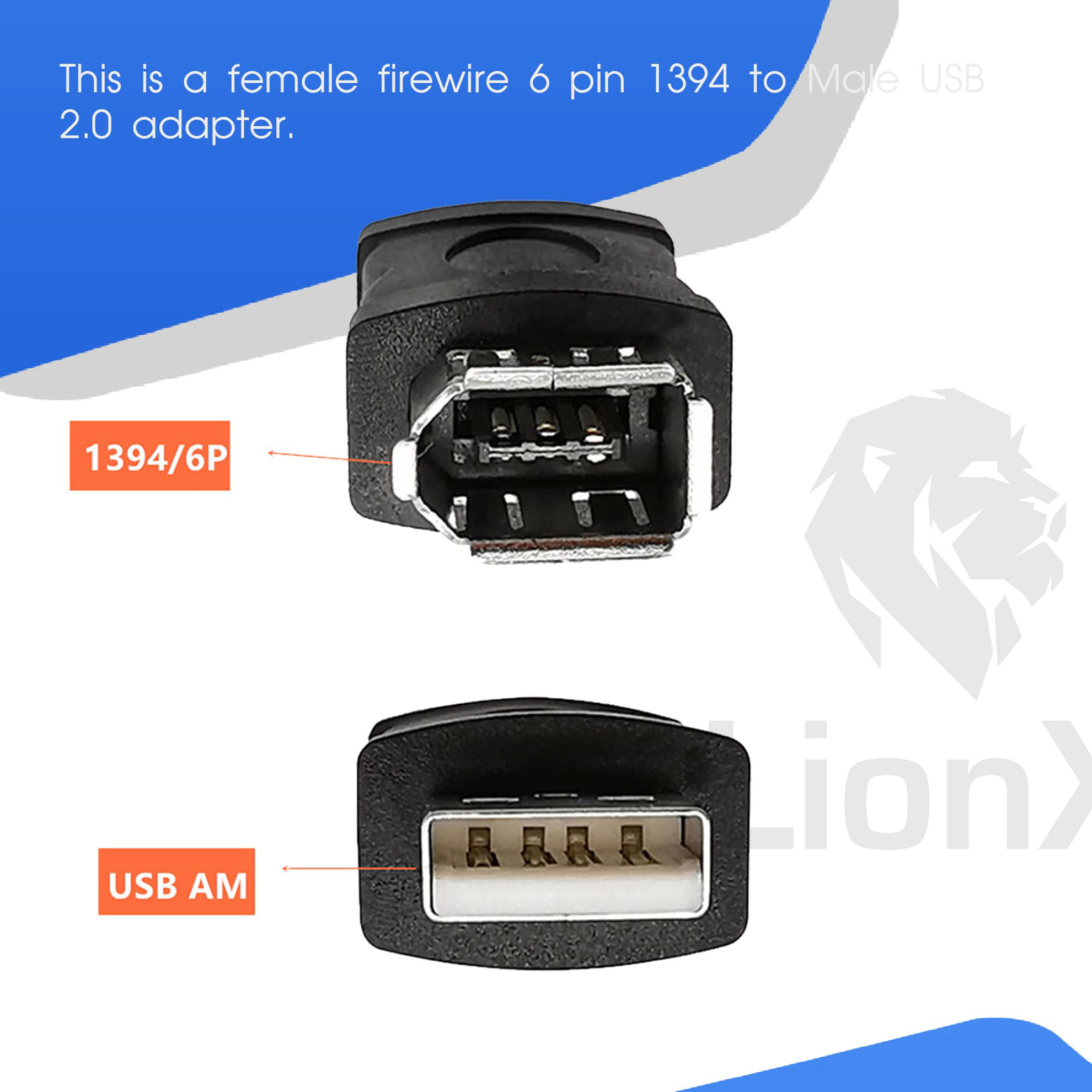 GetUSCart- LIONX Firewire IEEE 1394 6 Pin Female F to USB M Male ...