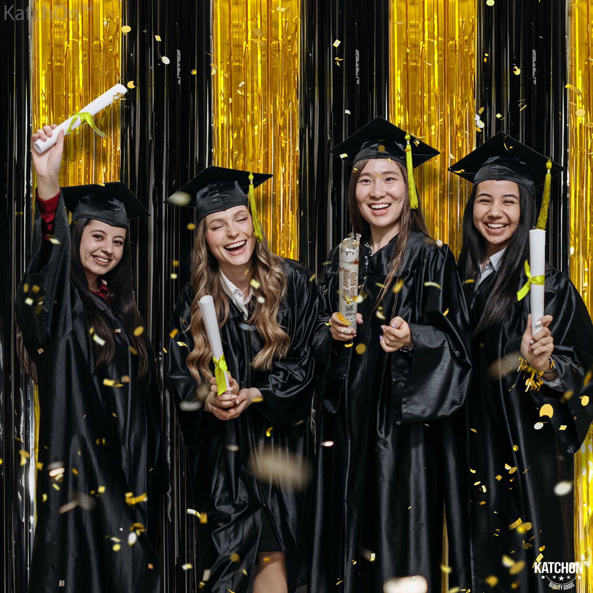 GetUSCart- KatchOn, Xtralarge Black and Gold Streamers - 8x6.4 Feet ...