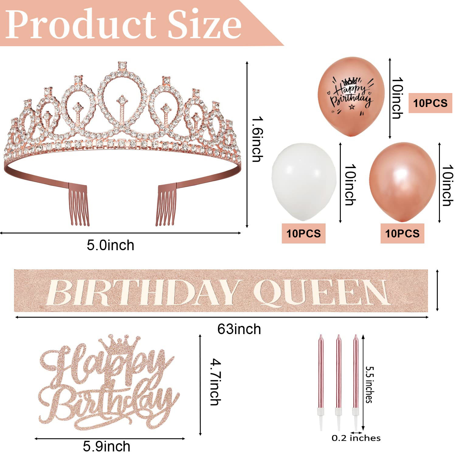 GetUSCart- 36PCS Birthday Decorations for Women Including Birthday Sash, Crown, Birthday Cake ...