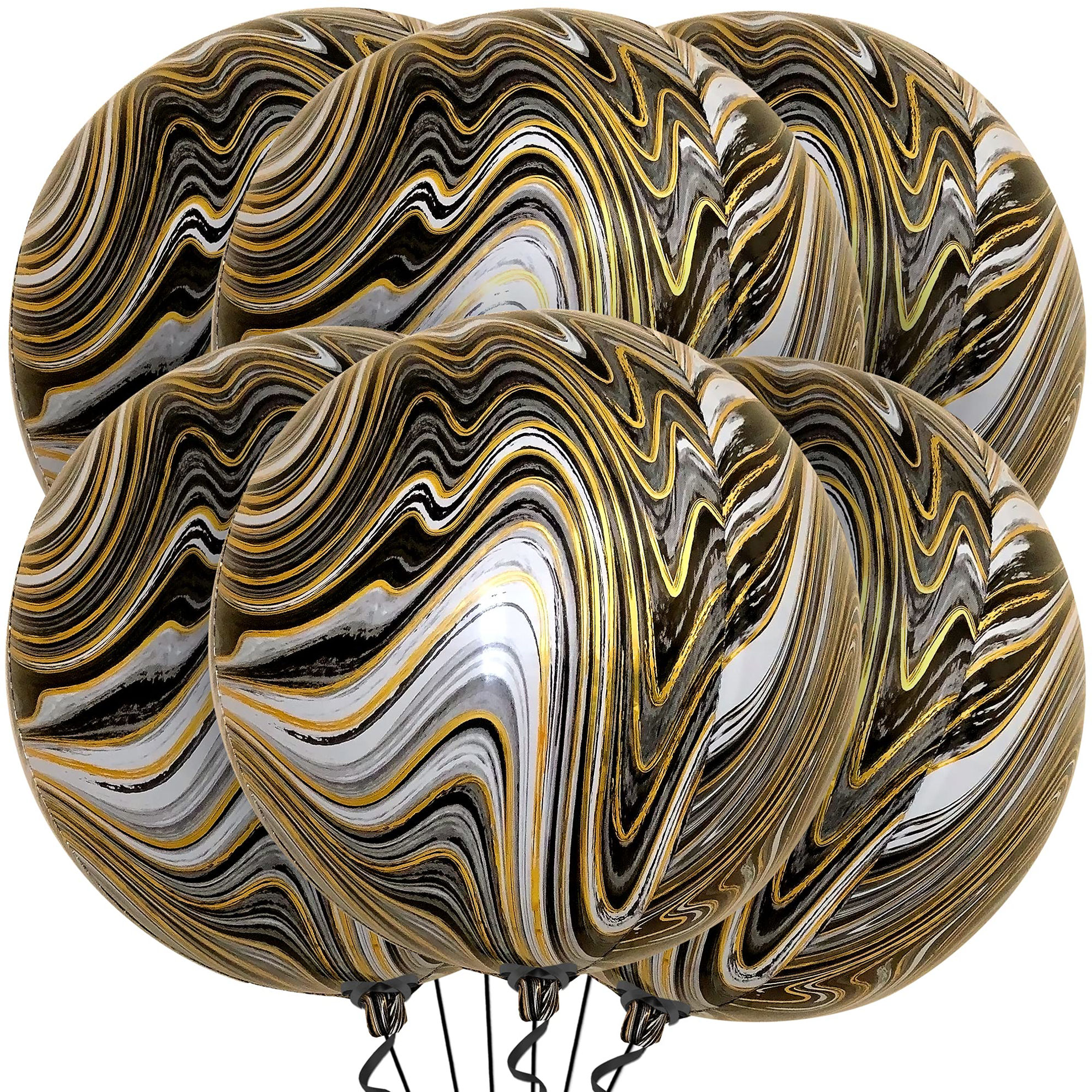 GetUSCart- KatchOn, Black and Gold Marble Balloons - 22 Inch, Pack of 6 ...