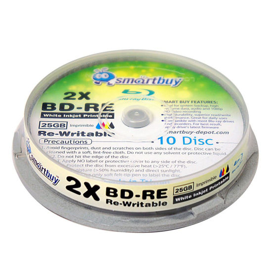 GetUSCart- 10 Pack Smartbuy 2X 25GB Blue Blu-ray BD-RE Rewritable White ...